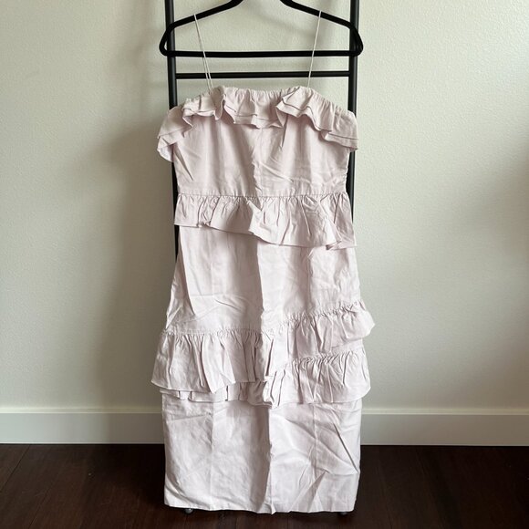 H&M | Dresses | Nwt Hm Brock Collection Light Pink Ruffle Midi Dress ...